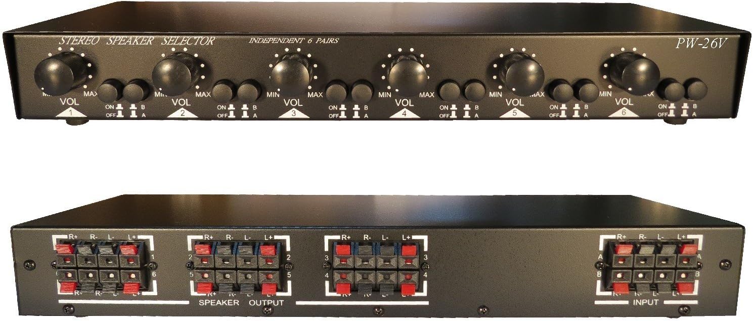 Amazon.com: 2X6 Matrix Speaker Selector Switch Switcher Volume Level ...