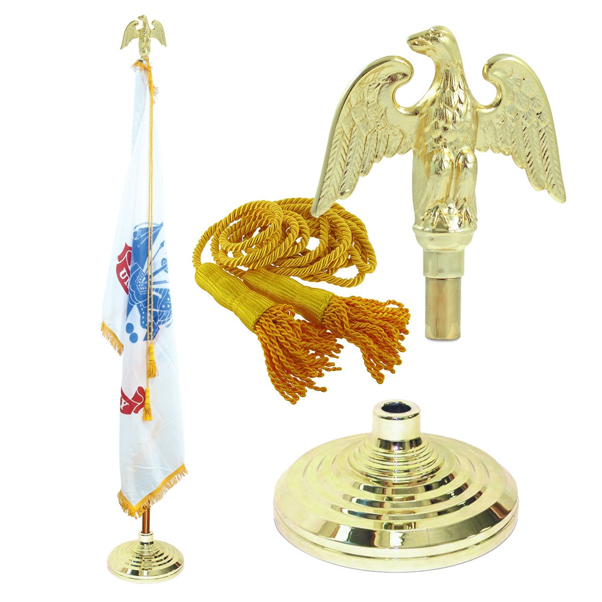 Buy Super Tough Army 4ft x 6ft , pole, Base, and Tassel (Metal Eagle ...
