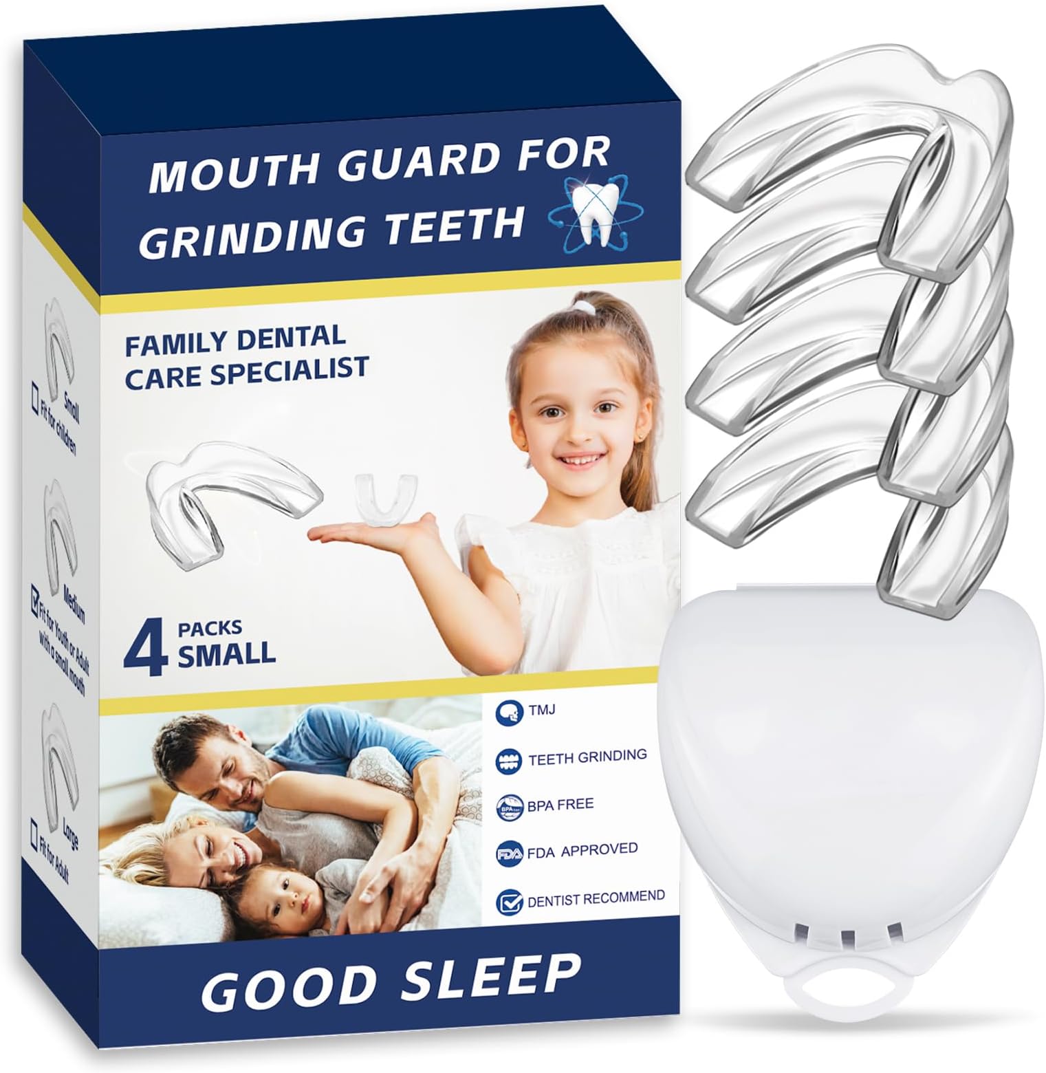 Amazon.com: 4 Pack Kids Mouth Guard for Grinding Teeth & Clenching ...