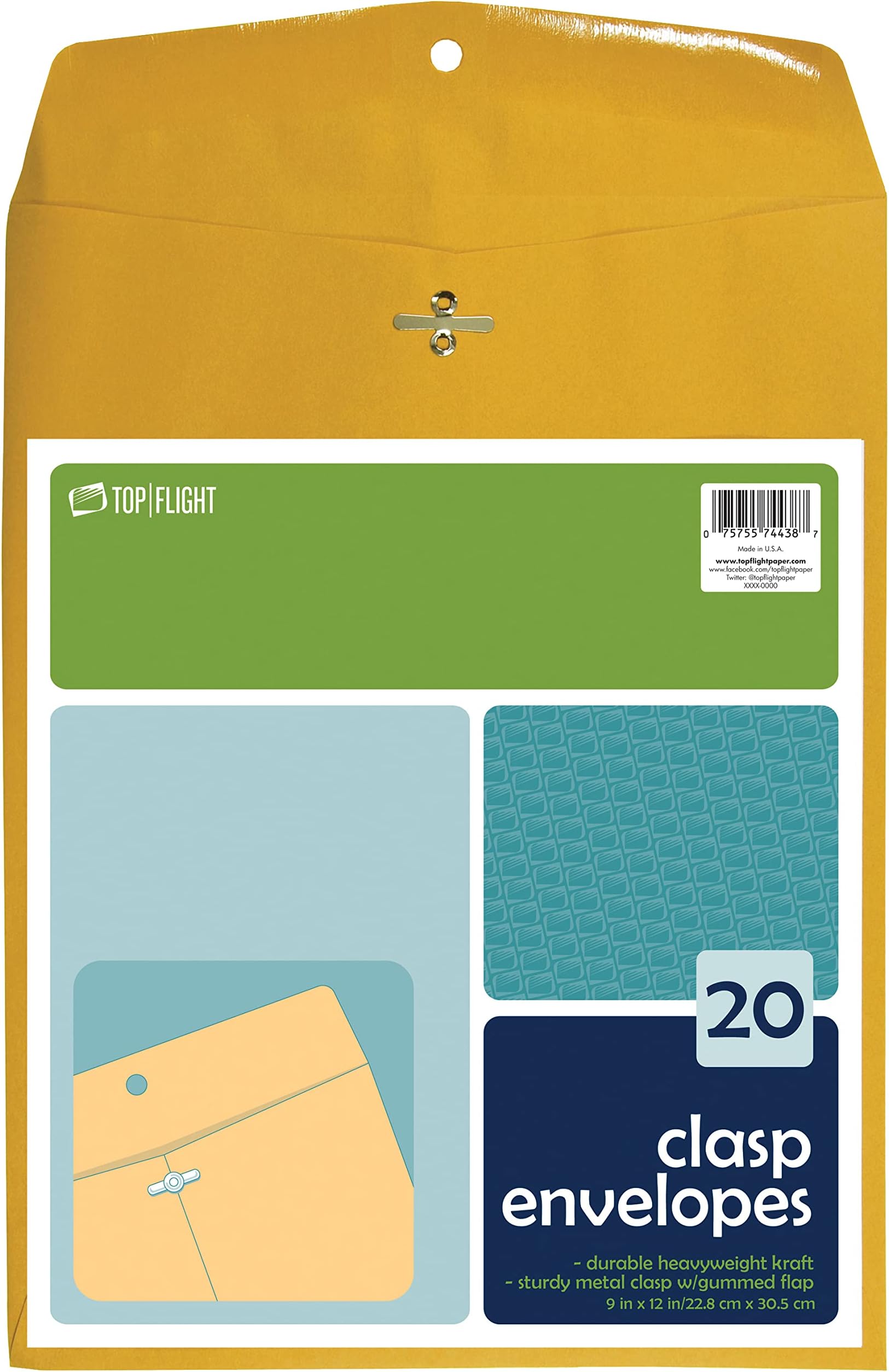 Amazon.com : Clasp Envelopes, 9" x 12" Envelopes, Gummed Flap With ...