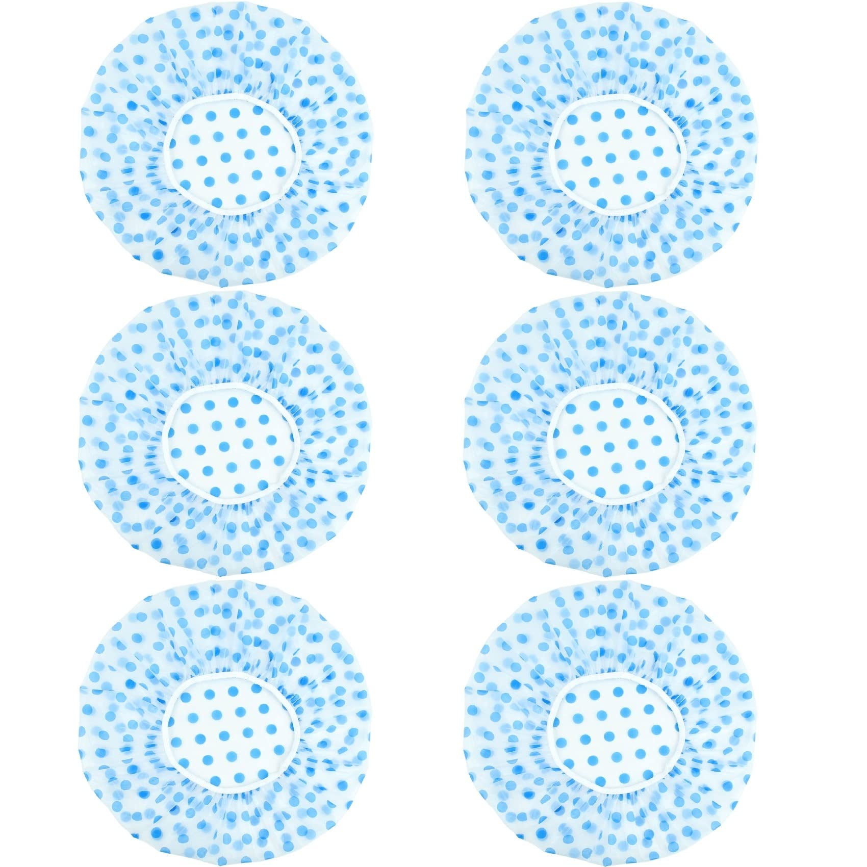 6 Pcs Shower Caps, Reusable Bath Cap with Elastic Band, Waterproof ...