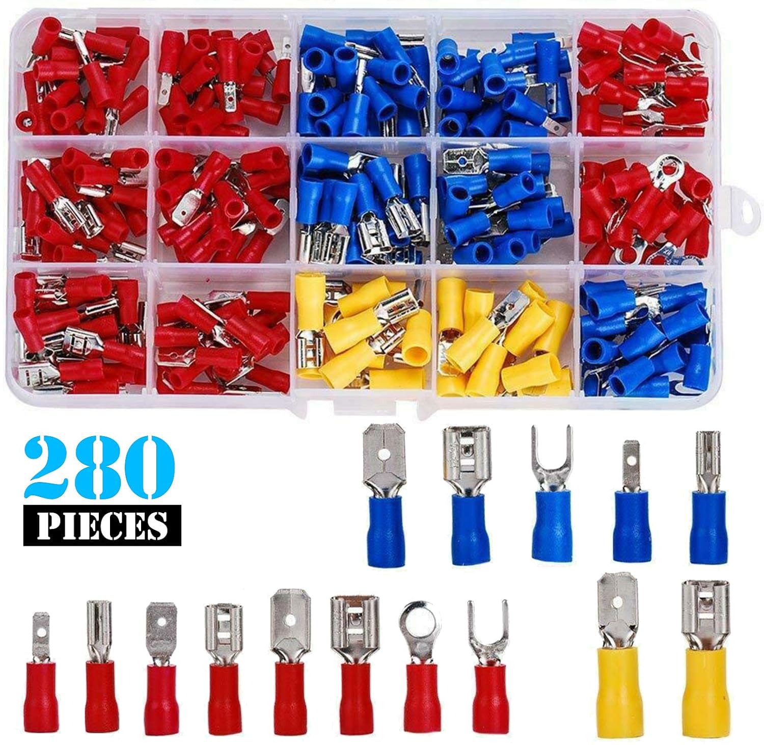 Electrical Connectors 280PCS Insulated Wire Connectors, Male and Female ...
