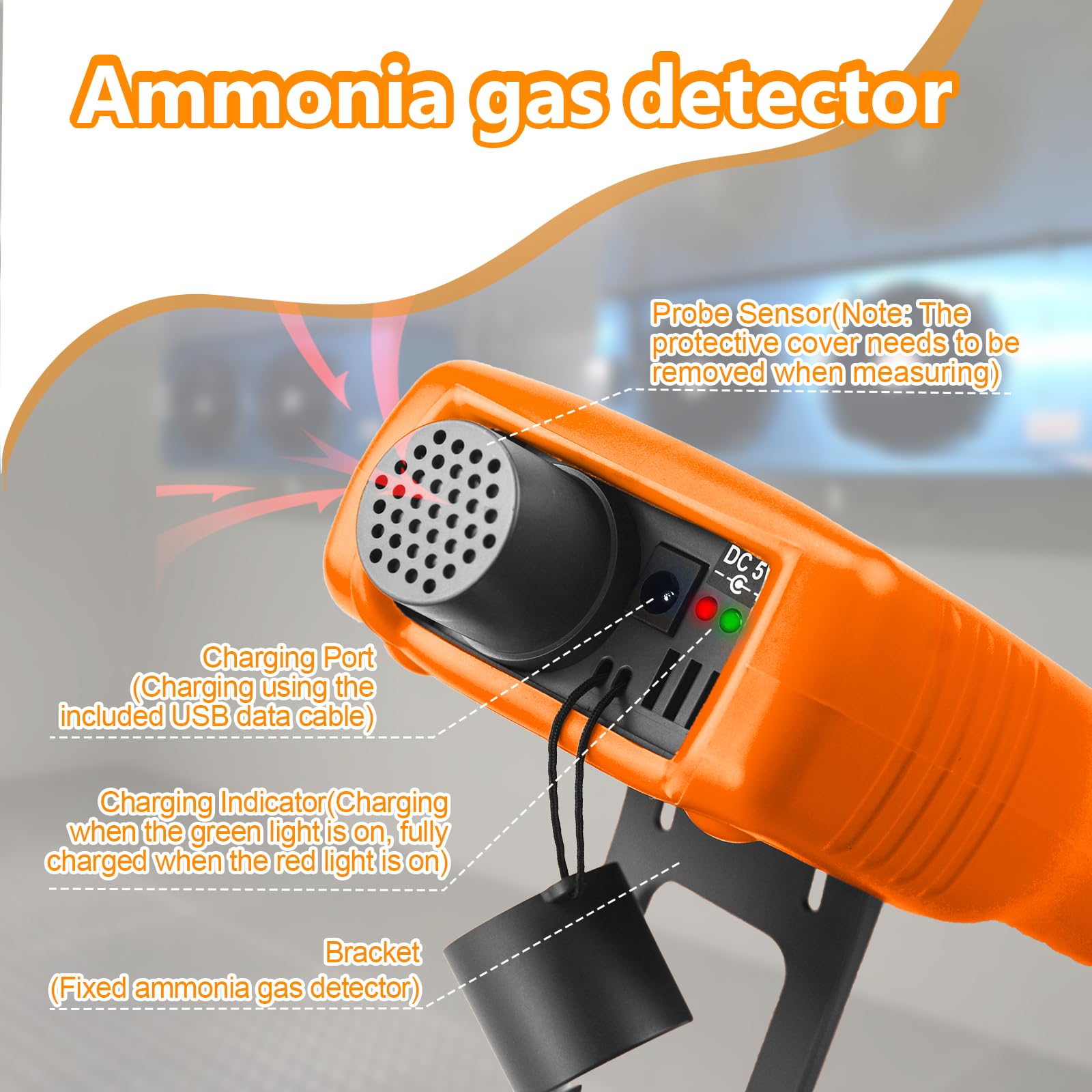 Handheld Ammonia Detector Gas Detector Ammonia Sensor, 0~100 PPM ...