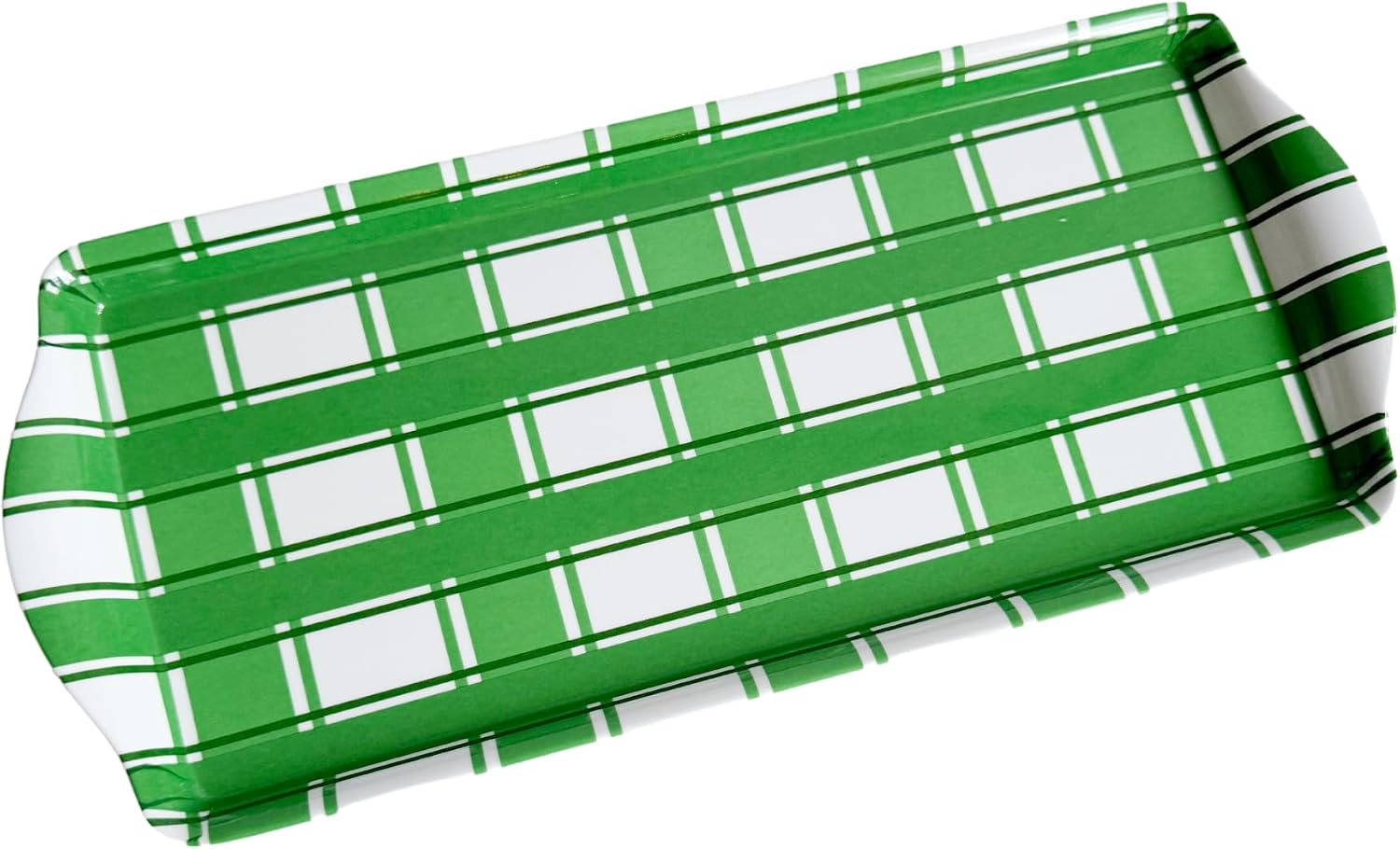 Amazon.com: Sprinkles & Confetti Green Plaid Melamine Tray – Reusable ...