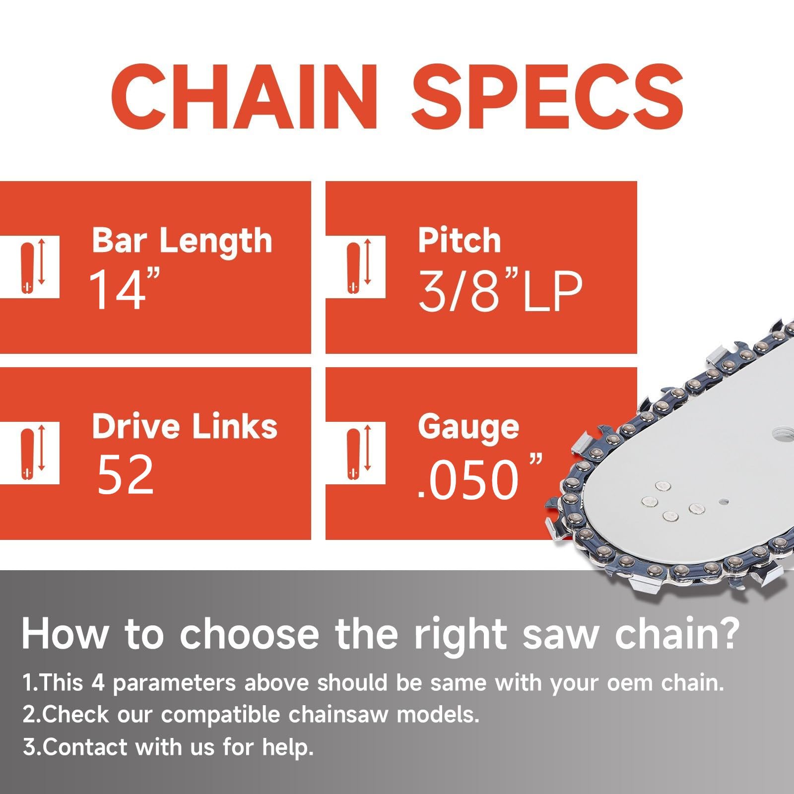 Snapklik.com : Dunhil 3-Pack 14 Inch Chainsaw Chains 3/8" LP Pitch 050 ...