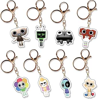 USHJNV Dandys World Keychain - 8 Pcs Cute Acrylic Pendant Keyrings, Vee ...