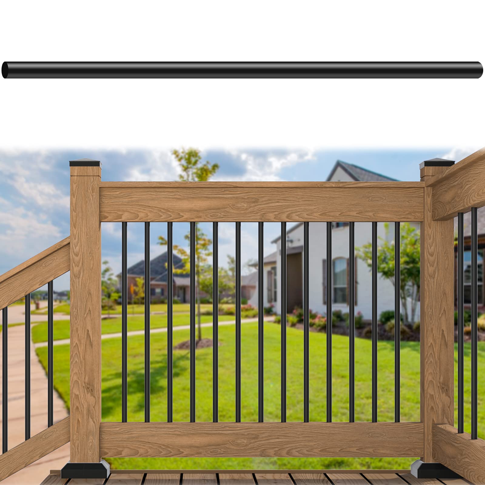 Muzata 25pack 36 Aluminum Deck Balusters Black Indoor Outdoor Deck ...