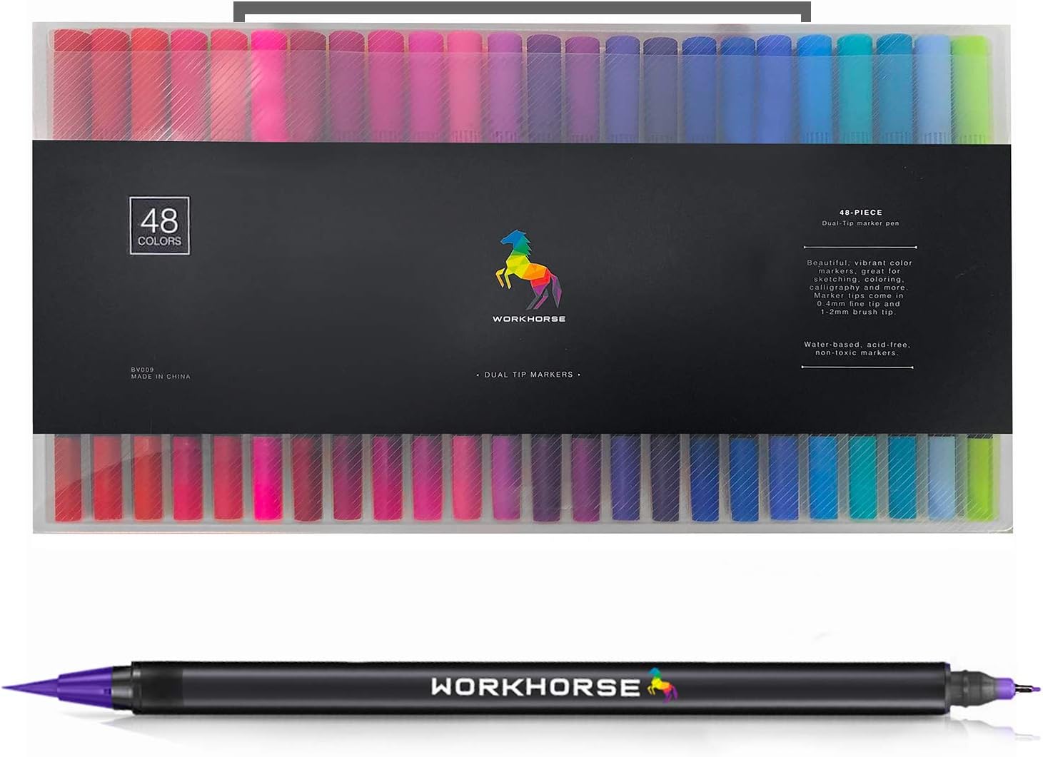 Amazon.com : 48 Dual Tip Brush and Fine Point Sketch Markers 48 Pack ...