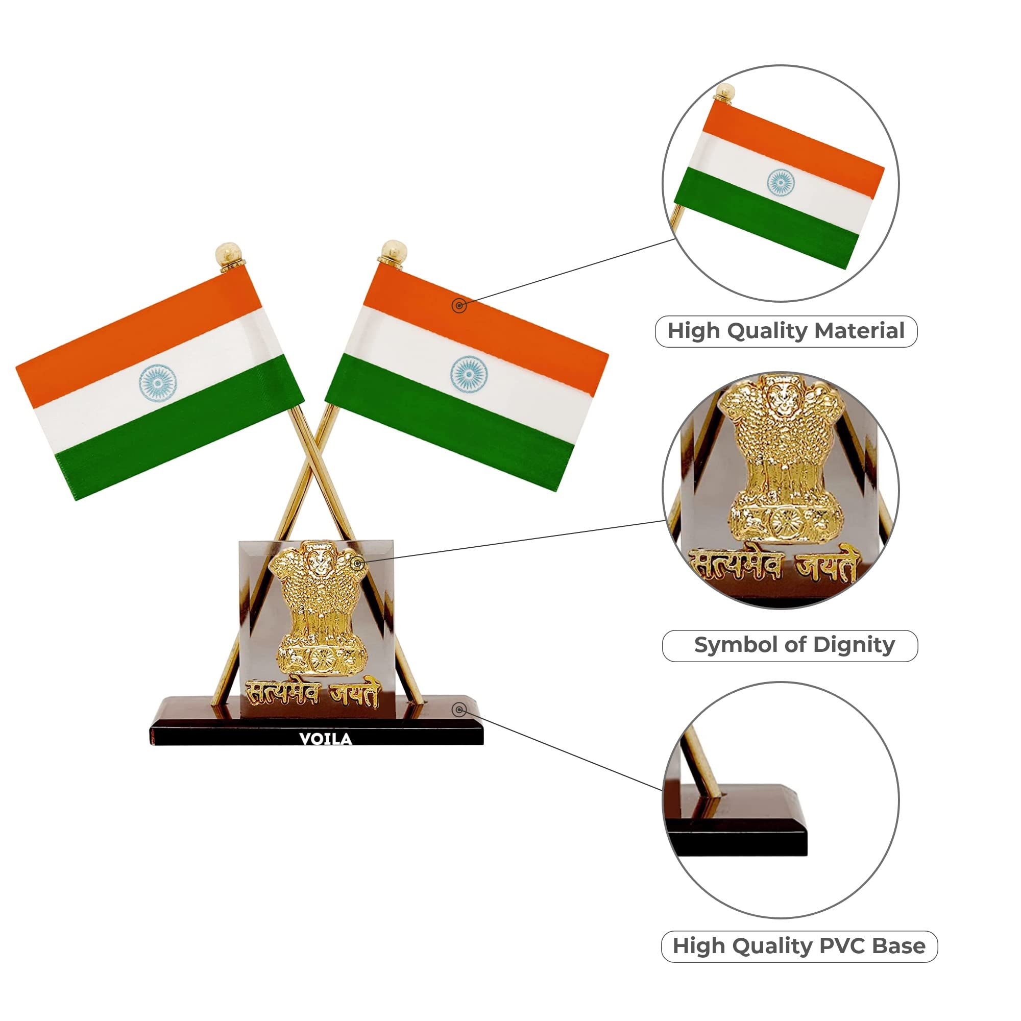 Buy VOILA Indian National Cross Design Flags With Satyamev Jayate ...