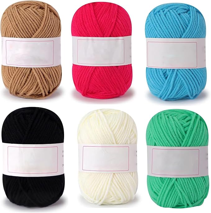 Crochet Yarn, 6 Pack Yarn for Crocheting Knitting Beginners, Cotton ...