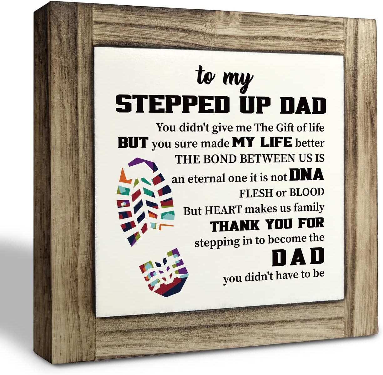 Amazon.com: Stepped Up Dad Gift Wood Plaque Sign, Thank You for ...
