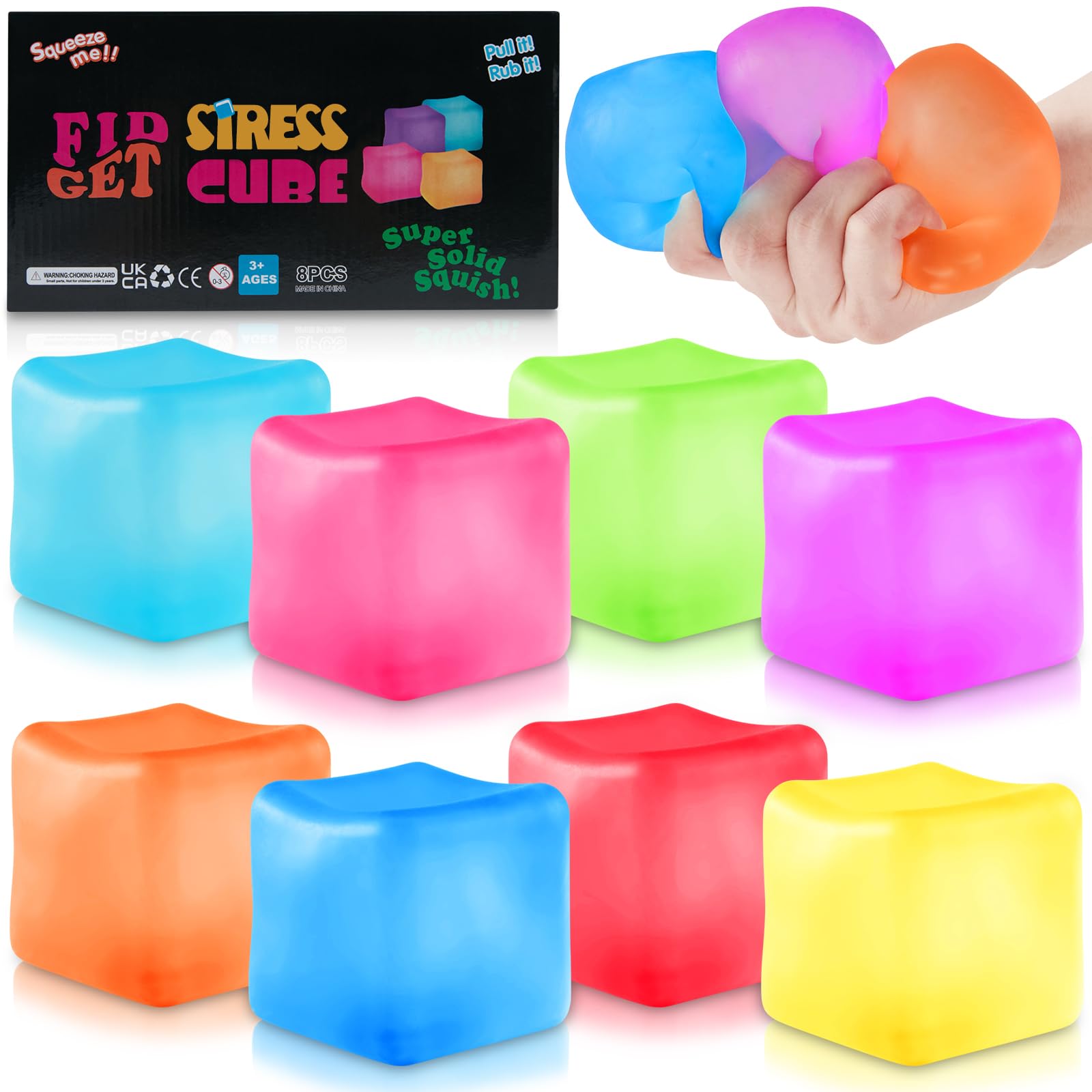 Amazon.com: Stress Cube Fidget Ice Cube Stress Balls, 8 Pcs Stress ...