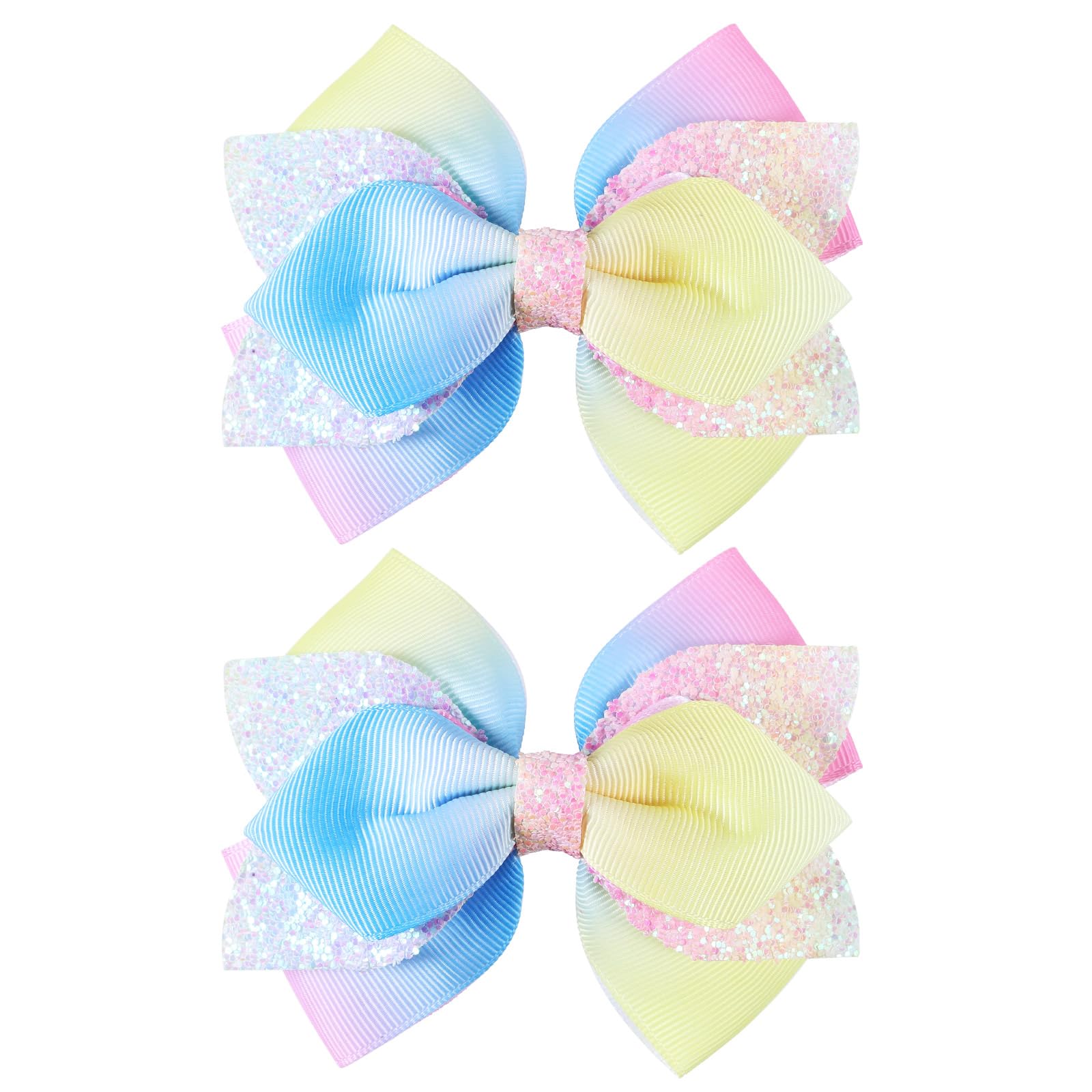 Amazon.com : 4" Boutique Ribbon Hair Bow Clips Sparkling Glitter Sequin ...