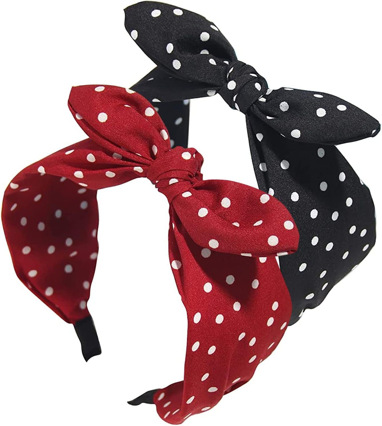 2Pcs Polka Dot Print Headband Headwrap Hair Accessories Wide Band Cloth ...