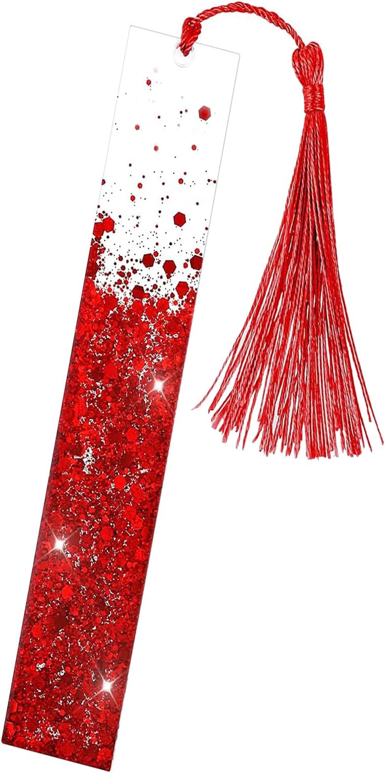 Glitter Bookmarks for Women, Resin Bookmark with Colorful Tassels ...