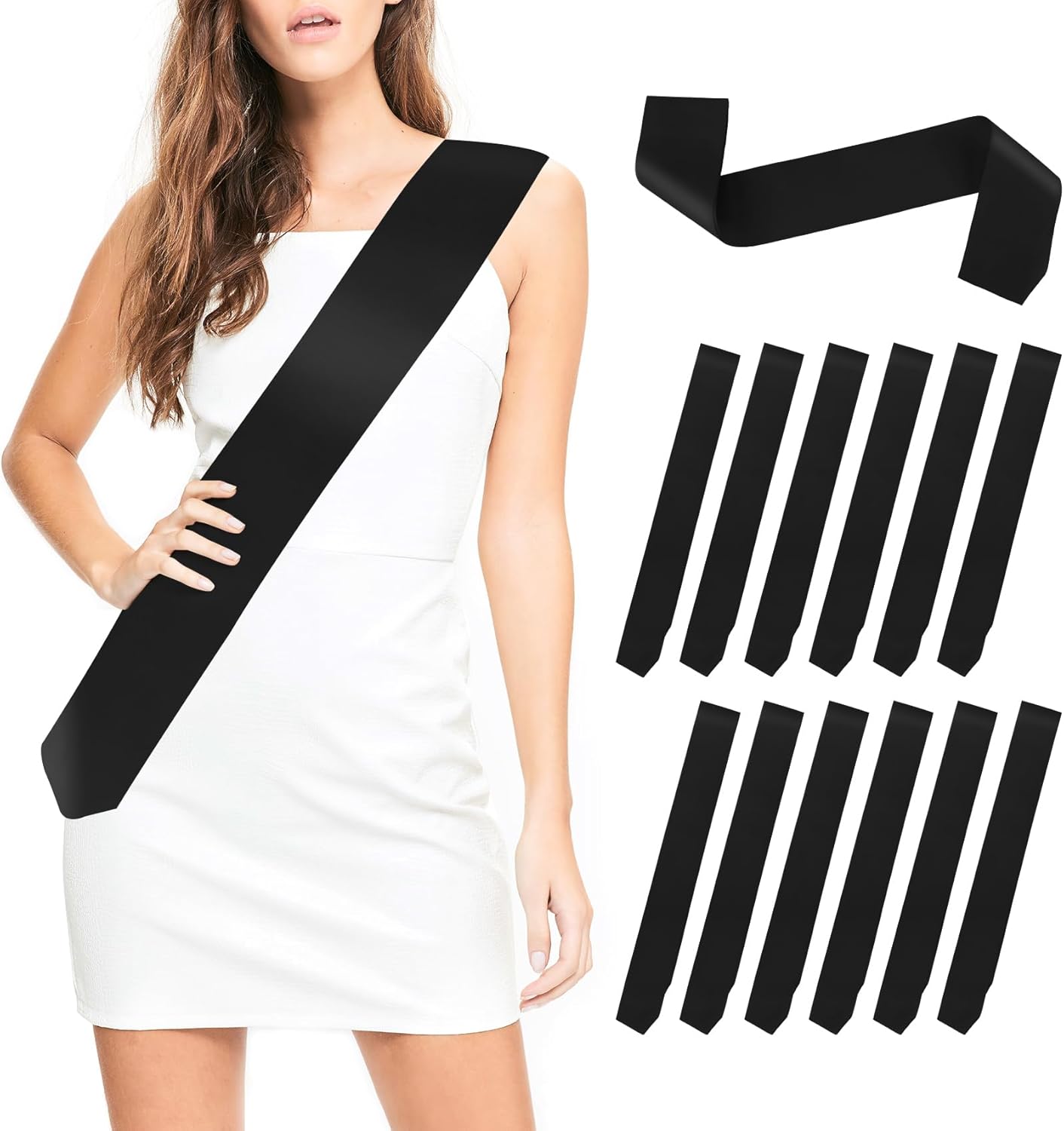 Amazon.com: Blank Satin Sash - 12pcs Black Sashes For Homecoming ...