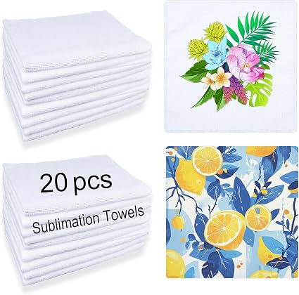 20 Pcs Sublimation Towels Blank，12 x 12 Inch DIY Microfiber Sublimation ...