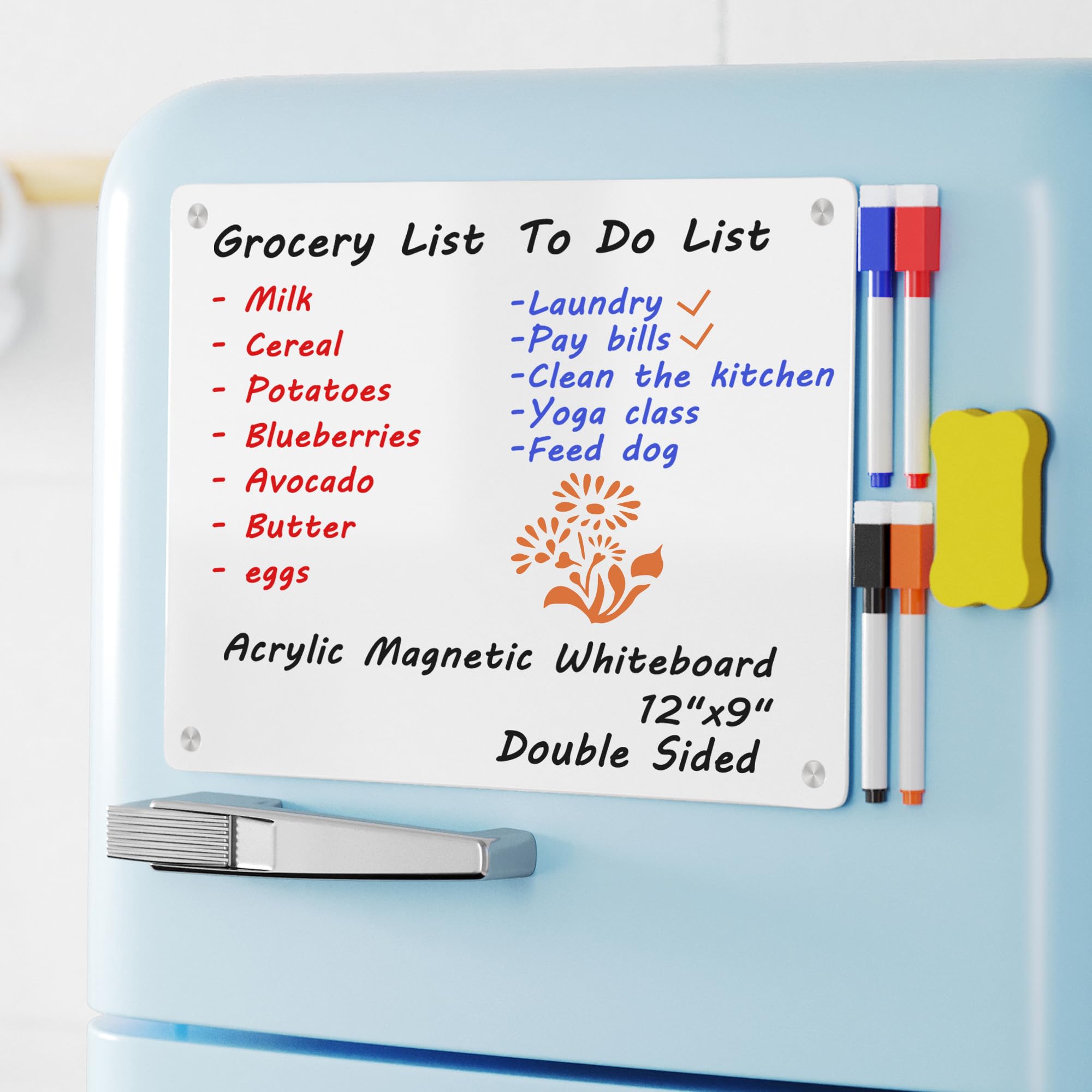 Snapklik.com : Magnetic Whiteboard Fridge Dry Erase Board, Acrylic ...
