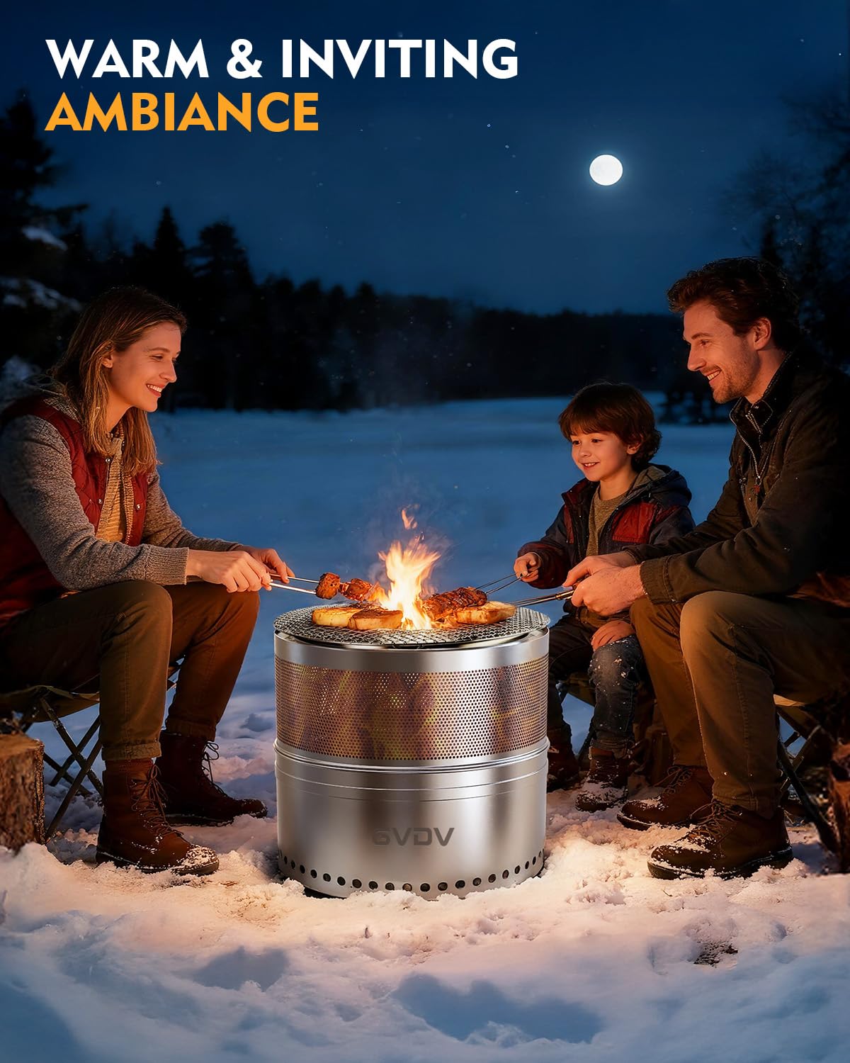 Snapklik.com : GVDV Smokeless Firepit, 20 Inch Outdoor Fire Pit