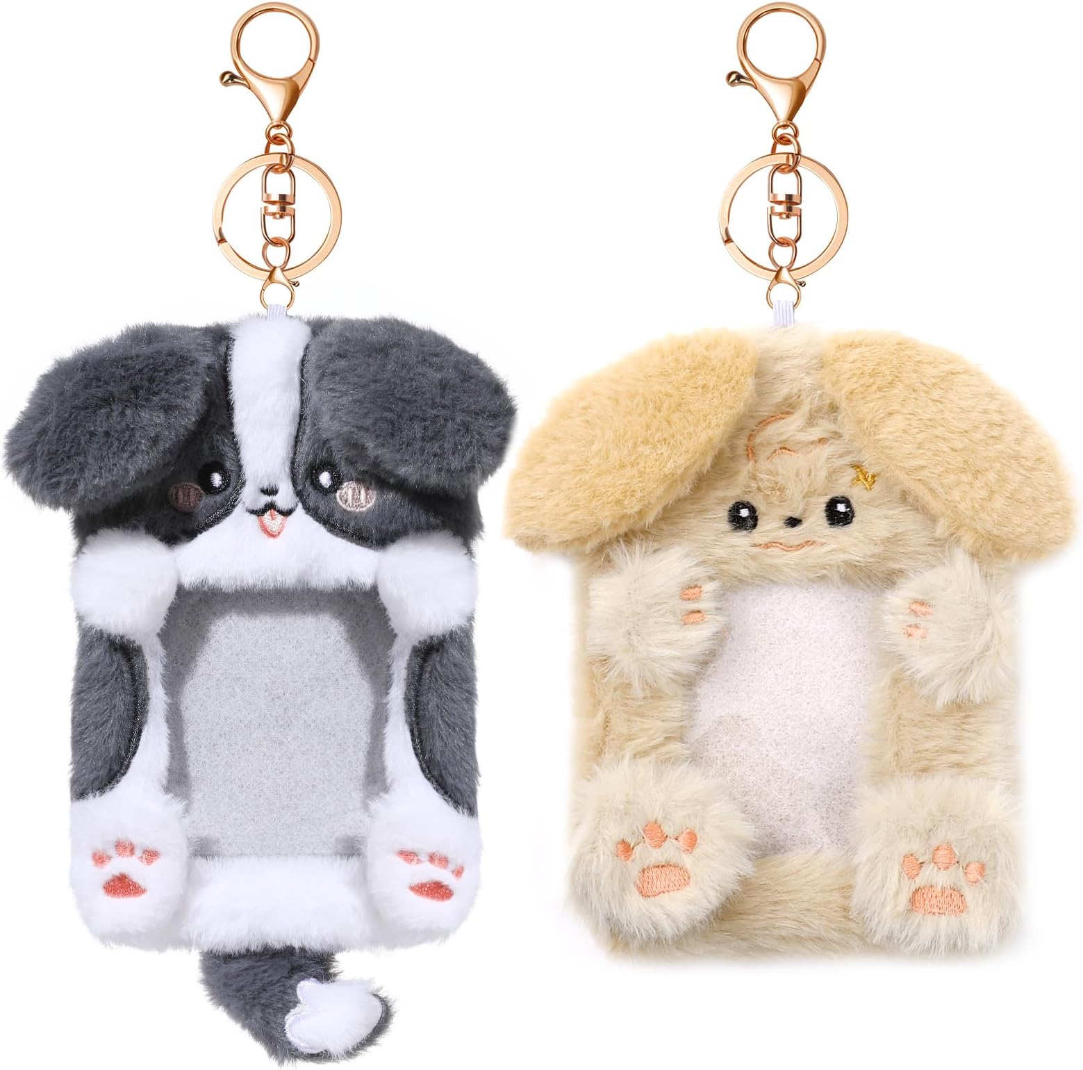 Amazon.com : White Cartoon Plush Photocard Holder with Keychain Pendant ...