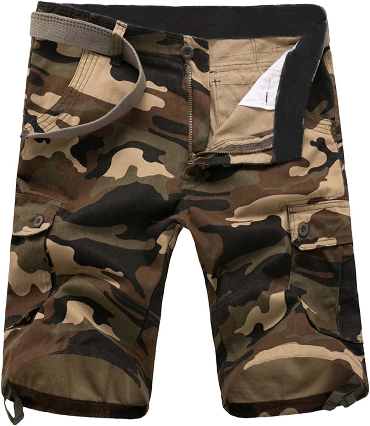Cargo Pants for Men Plaid Camouflage Multi Pocket Zipper Buckle Cargo ...