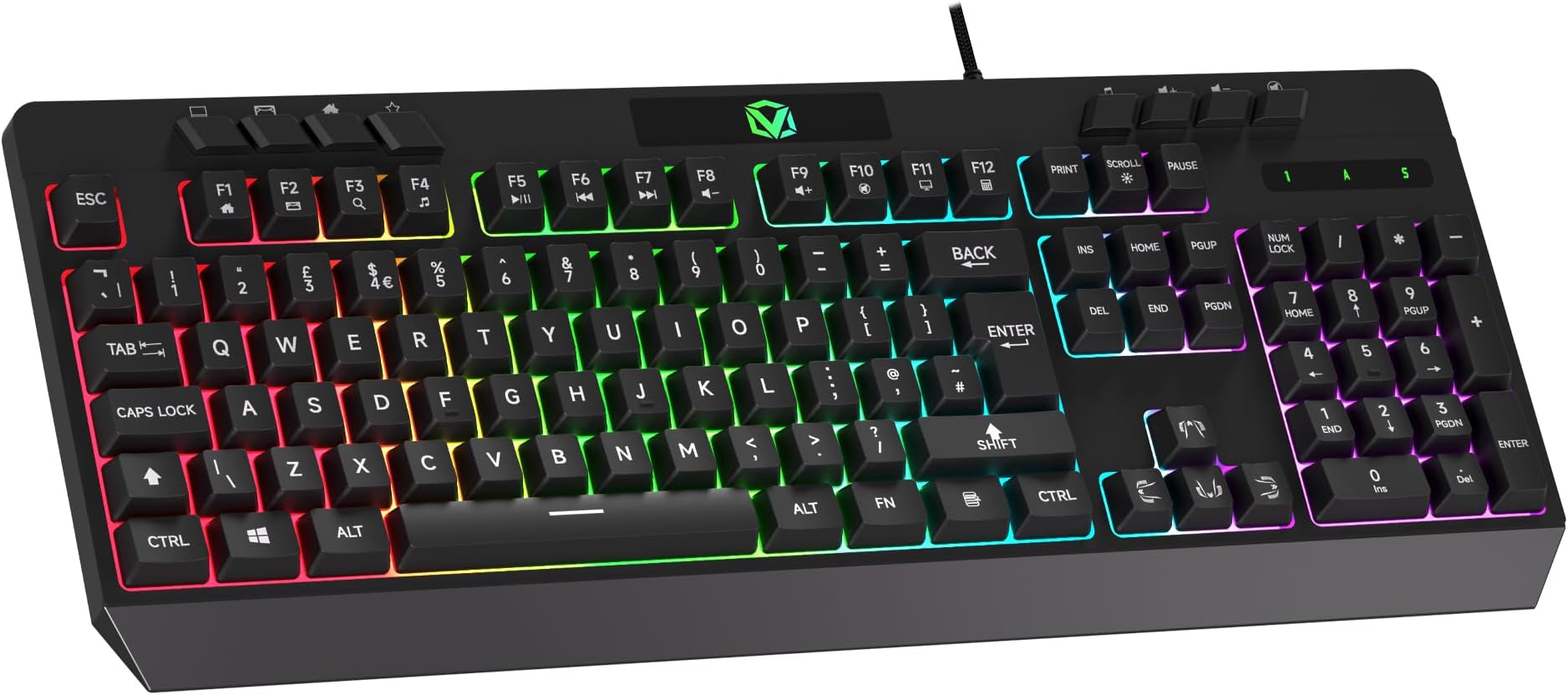 Vibox RGB Gaming Keyboard, USB, Full Size with Numeric Keypad, Windows ...