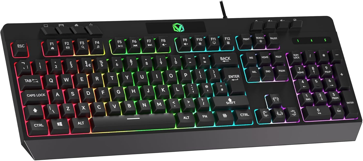 Vibox RGB Gaming Keyboard, USB, Full Size with Numeric Keypad, Windows ...