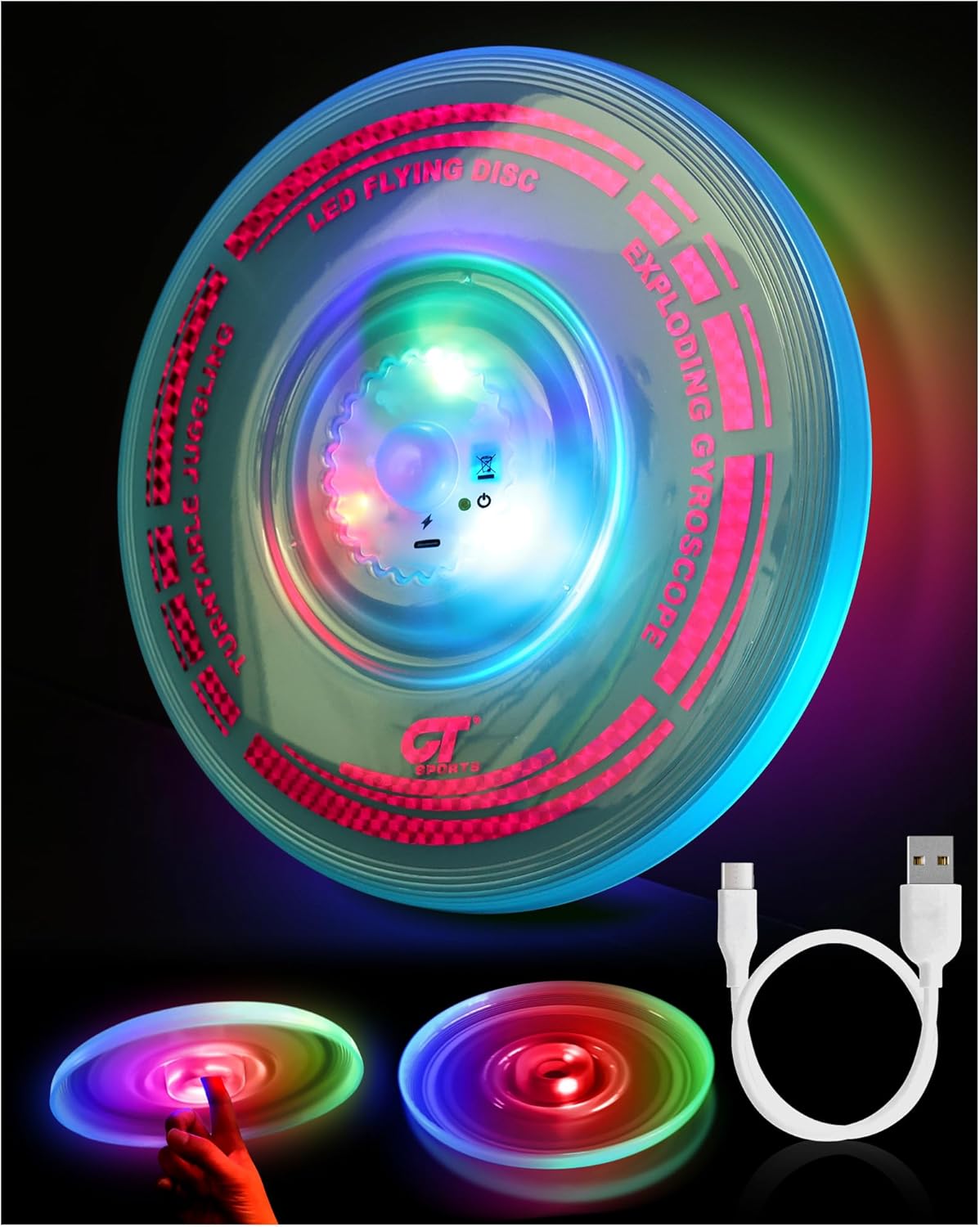 Amazon.com: CT SPORTS 3 in 1 LED Flying Disc+Spinning Tops+Fingertip ...