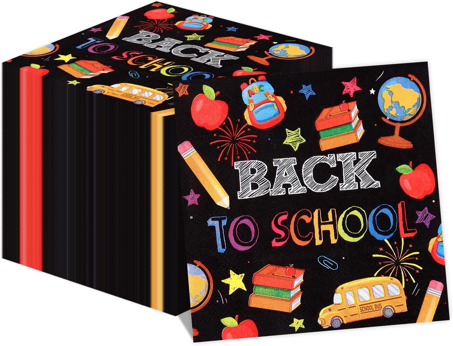 Amazon.com: Quera 50 Pack Back to School Paper Napkin 6.5'' x 6.5 ...