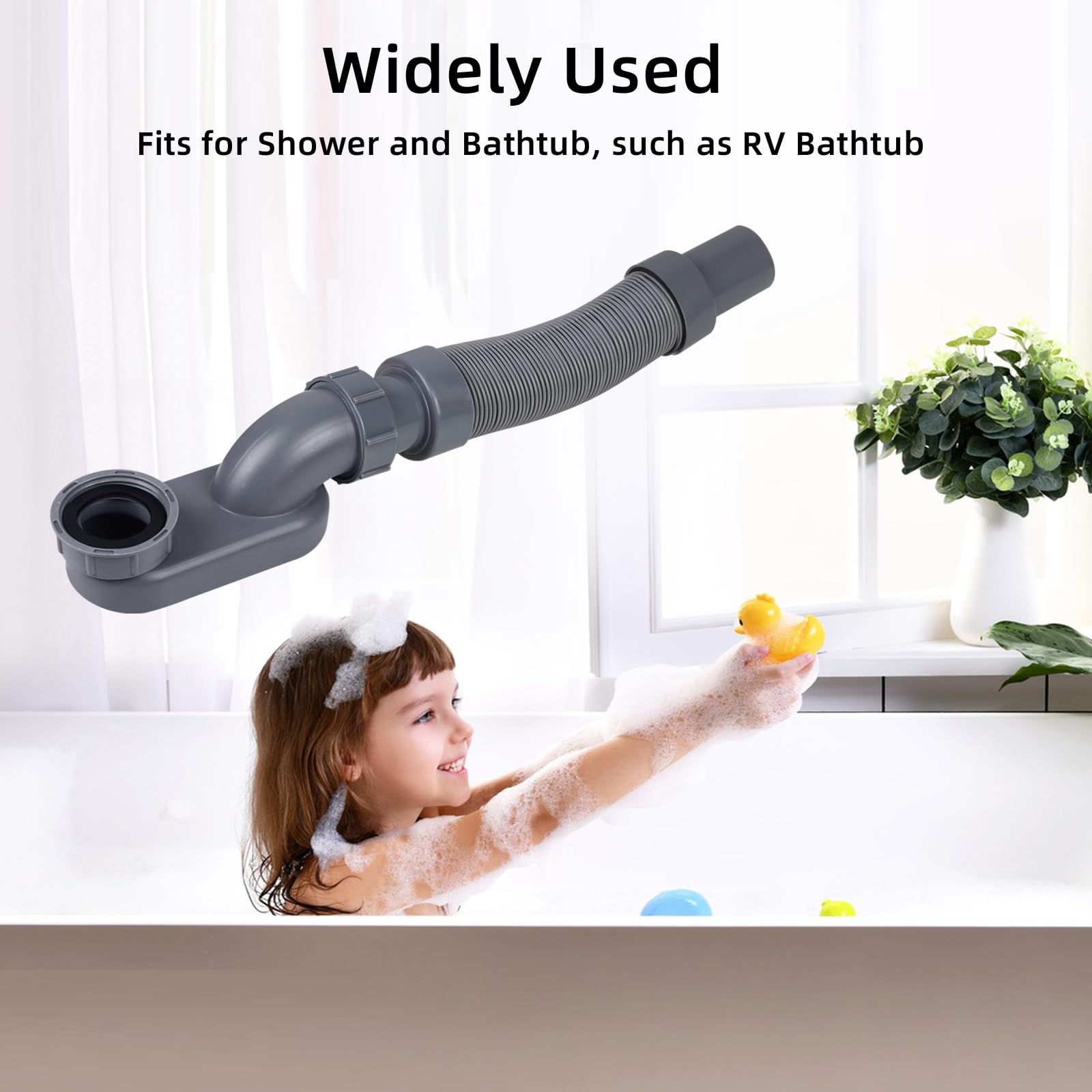 Snapklik.com : Flexible Freestanding Tub Drain Kit, Low Profile Flat P ...