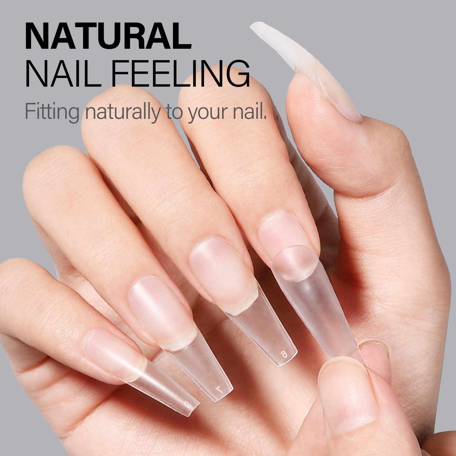 Snapklik.com : AILLSA Nail Tips And Glue Gel Kit - Coffin Matte Soft ...