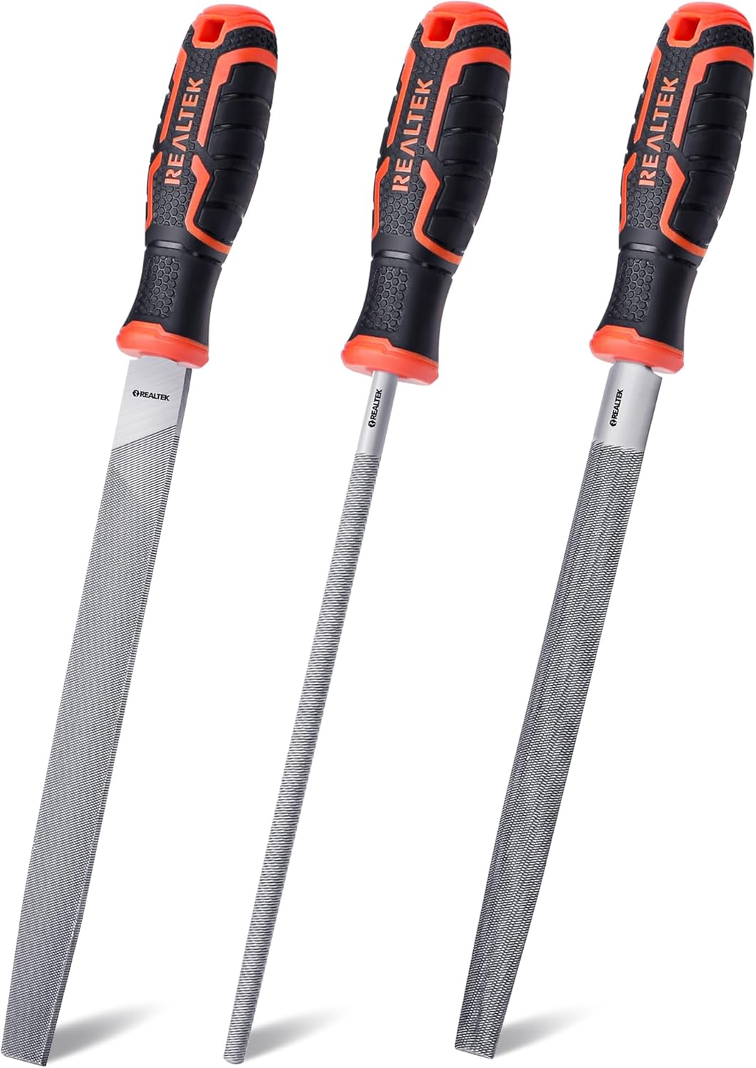 REALTEK Metal File Set 3-Piece, 12-inch Premium T12 Carbon Steel Double ...