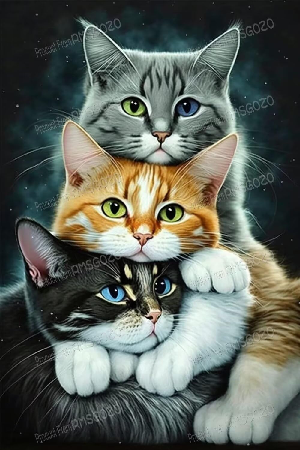 Amazon.com: DIY Diamond Painting Kits Abstract Colored Cats - Animal ...