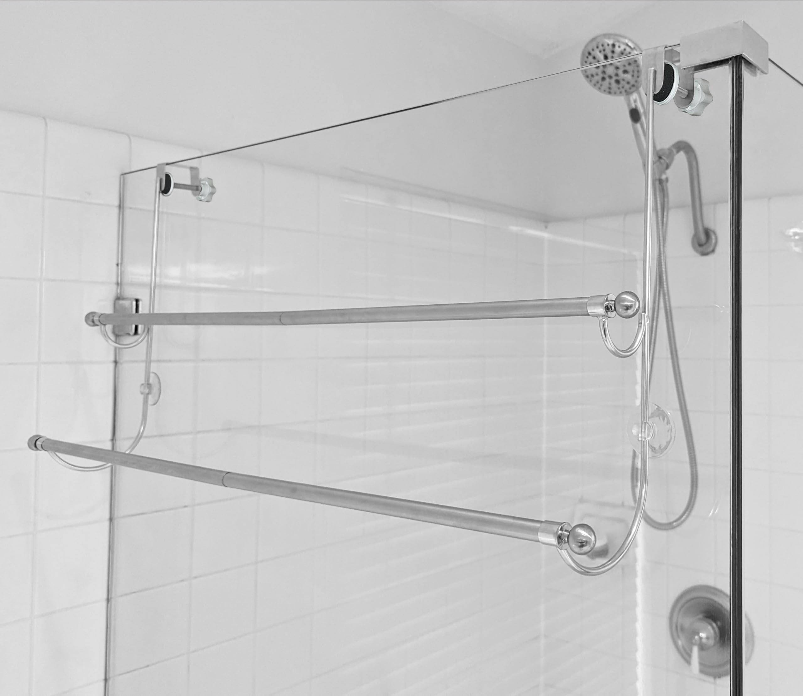 Insieme DIY Over The Door 2 Tier Towel Rack for Shower & Bathroom ...