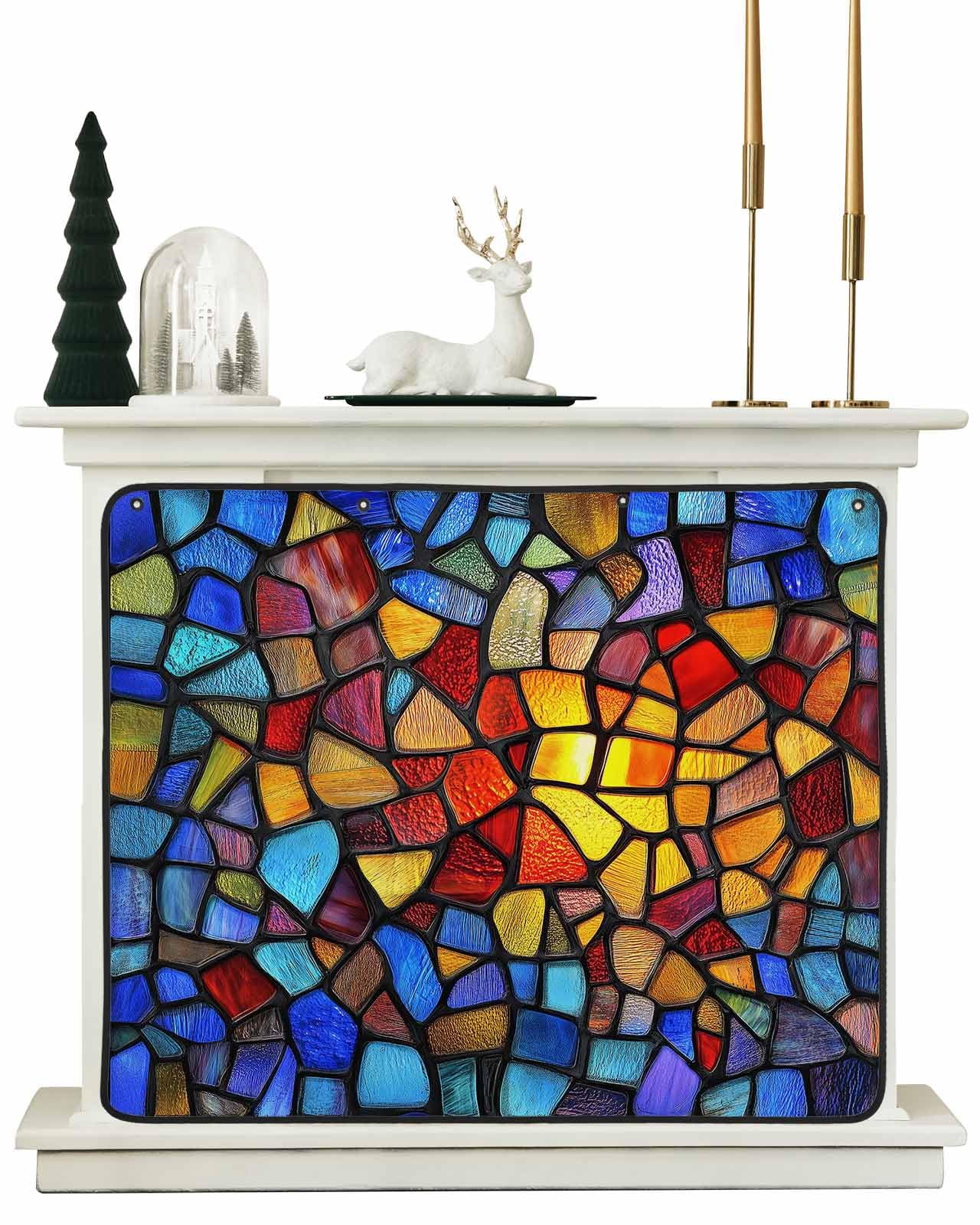Amazon.com : Blue Red Yellow Fireplace Cover Decorative, Modern Colored ...