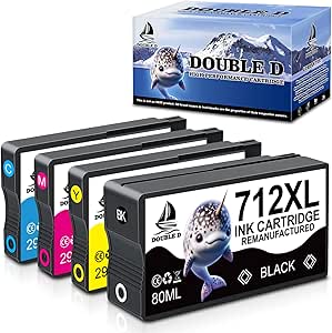 DOUBLE D 712XL Remanufactured Ink Cartridge 712 712XL Ink High Yield for HP DesignJet T650 T630 ...