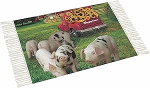 Amazon.com: Area Rug 4x6 ft Farmhouse Animal Pig Tassel Rug Boho Rugs ...