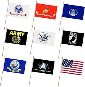 Amazon.com: 20 Pack All Branches Military Flag Set，Small Mini Hand Held Army Flags, Armed Forces ...