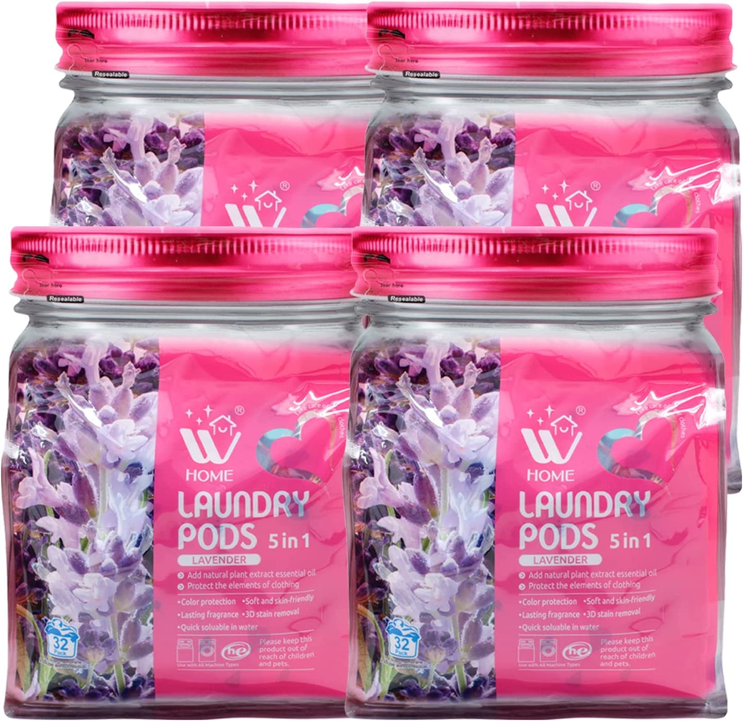 Amazon.com: 5-in-1 Laundry Pods, Total 128 Count, High Efficiency (HE ...