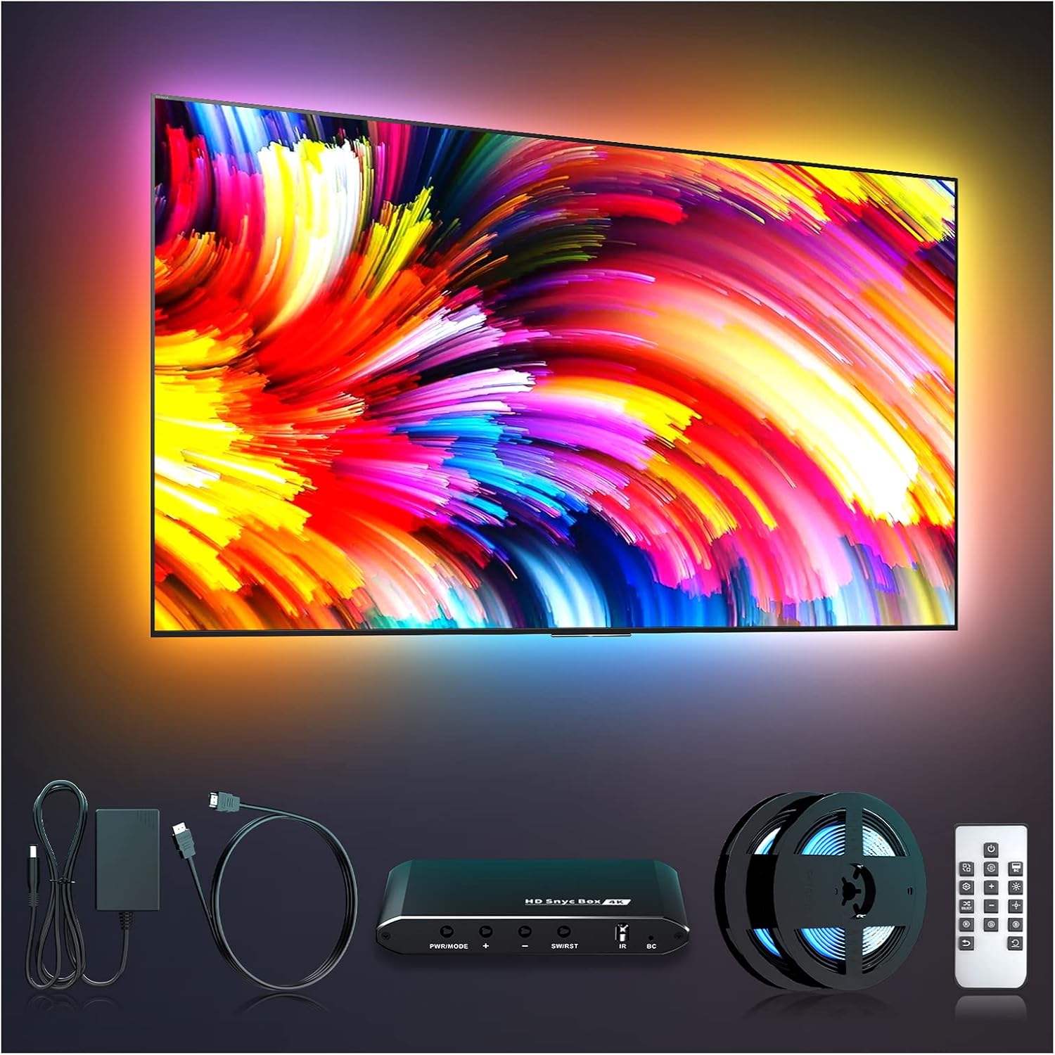 Rétroéclairage LED TV avec Boîtier de Synchronisation HDMI 4K, Bandes ...