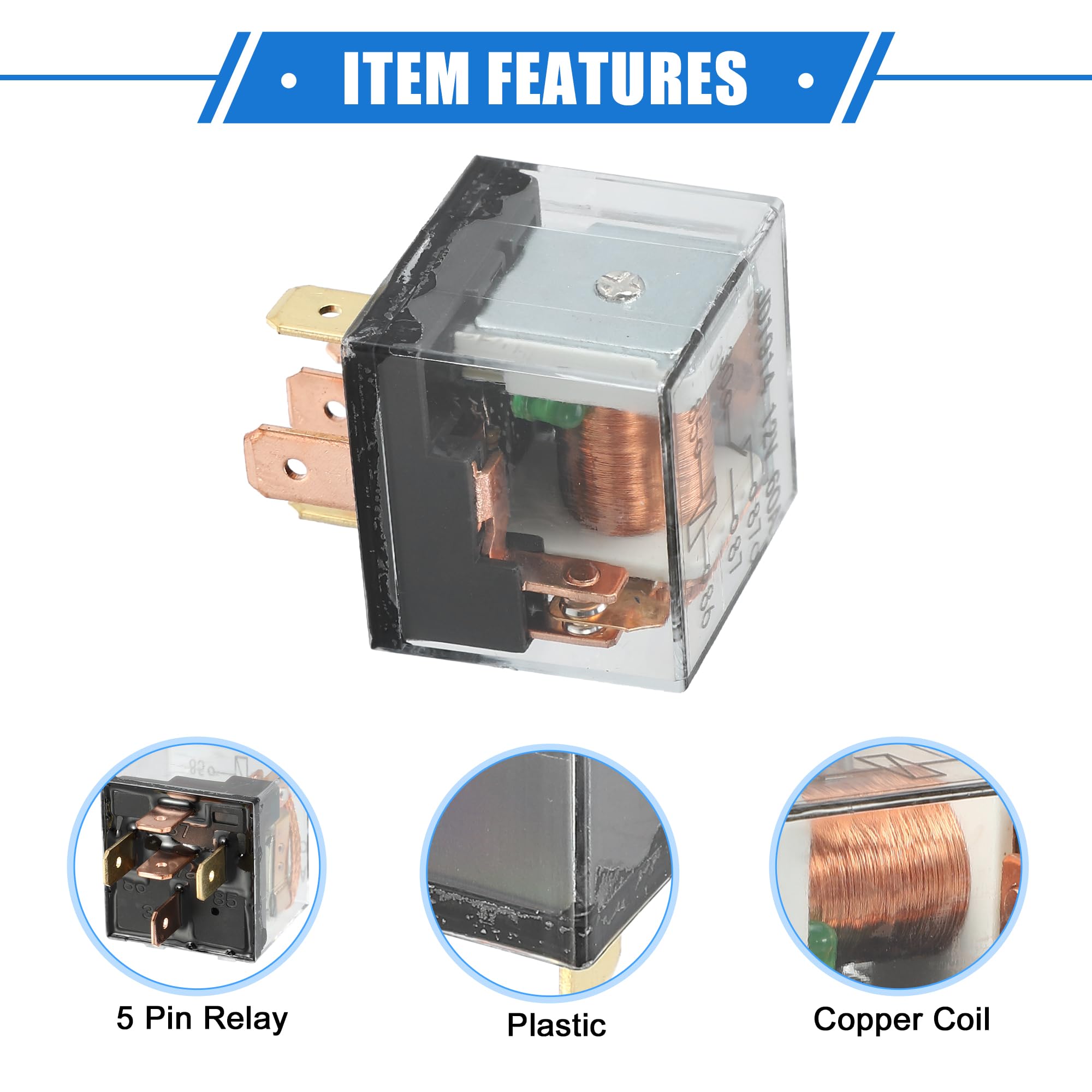 Car Battery Relay 12v EHDIS DC 12V 60A Relay SPDT 5 Pin Relay Car Heavy ...