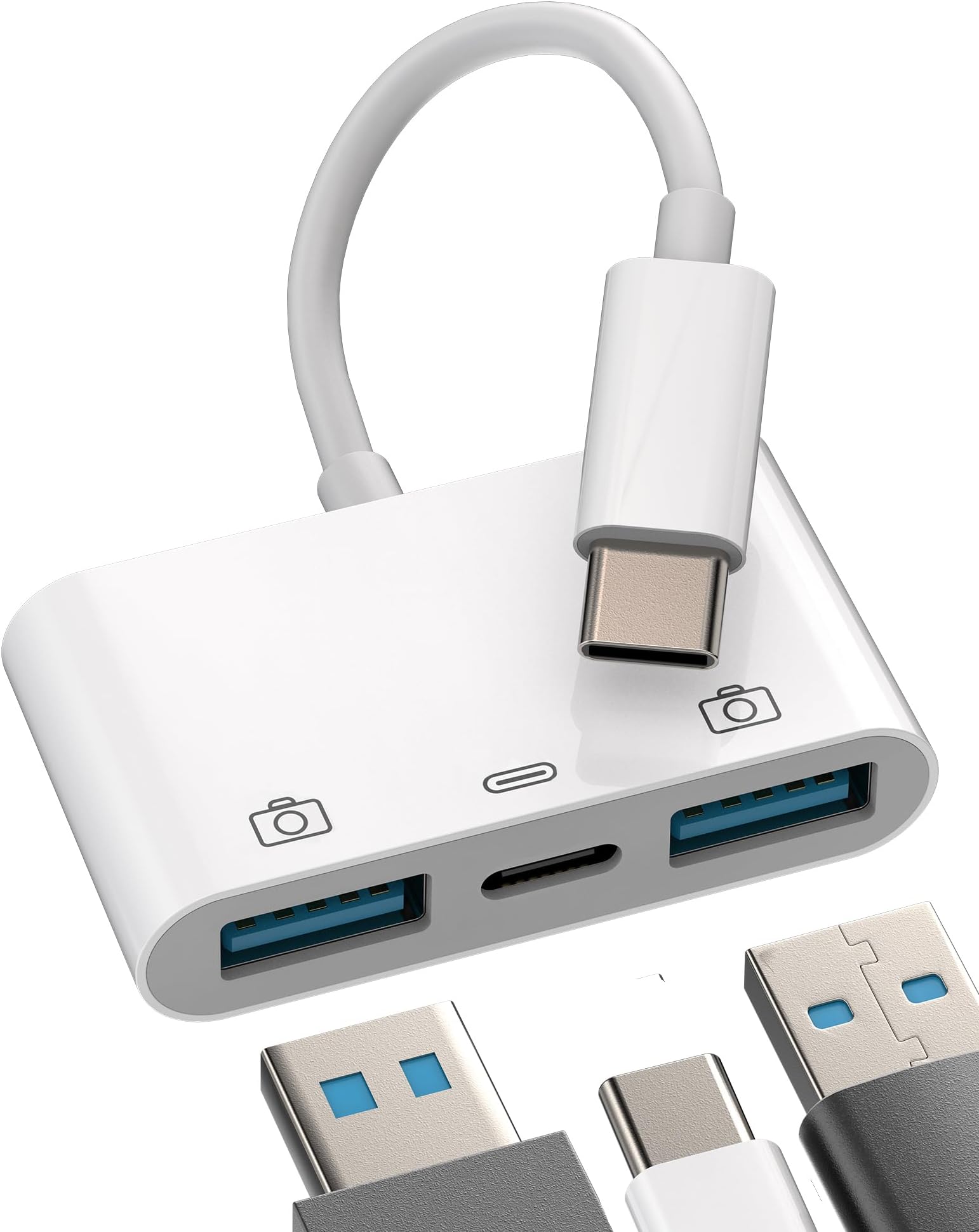 Amazon.co.jp: タイプc USB 変換 アダプター 同時 急速充電(3in1)対応Apple iPhone15 Pro Max Plus 対応iPad Pro Mini ...