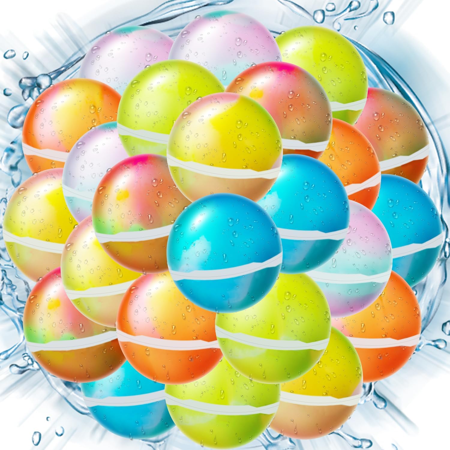 Amazon.com: 24 PCS Rainbow Reusable Water Balloons Balls, Soft Silicone ...