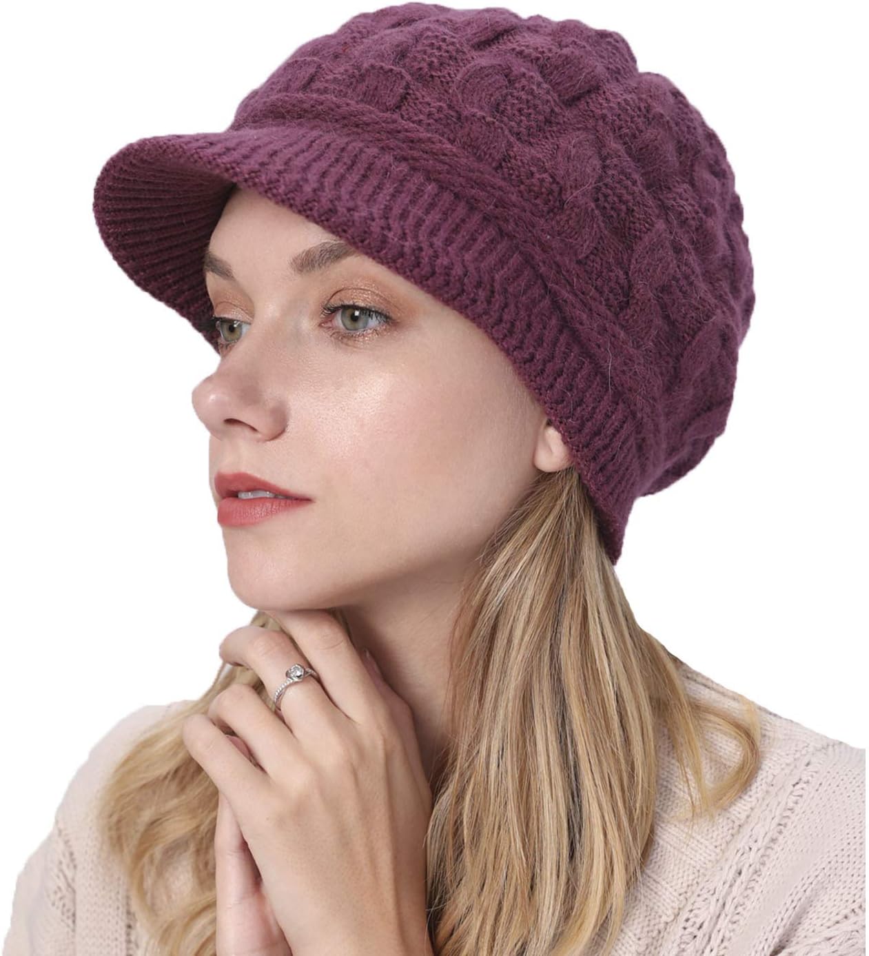 HugeStore Women Ladies Winter Crochet Peaked Beanie Cap Hat Knitted ...