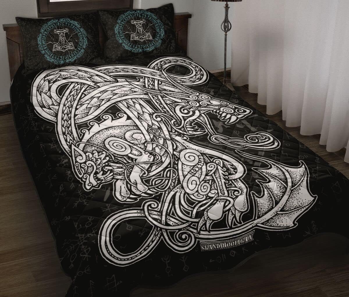 Amazon.com: Fenrir Och Jörmungand Viking Quilt Bet Set - Pillow Hammer ...