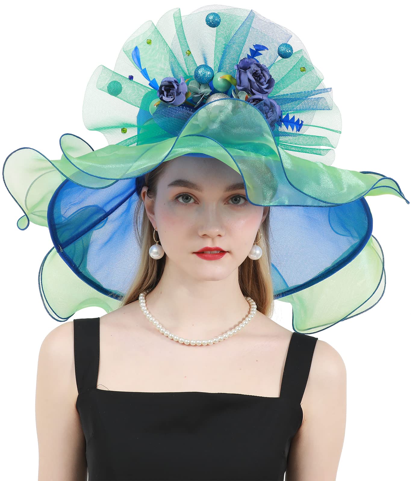 Snapklik.com : Womens Organza Derby Church Hat Fancy Rose Fascinator ...