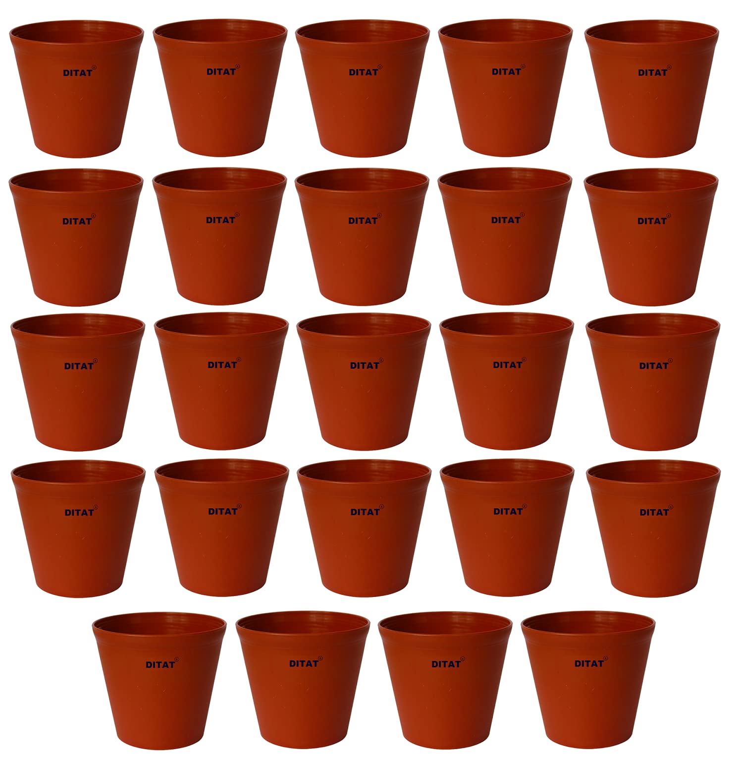DITAT Nursery Pot 4-inch Plastic Terracotta Color (Pack of 24) : Amazon ...