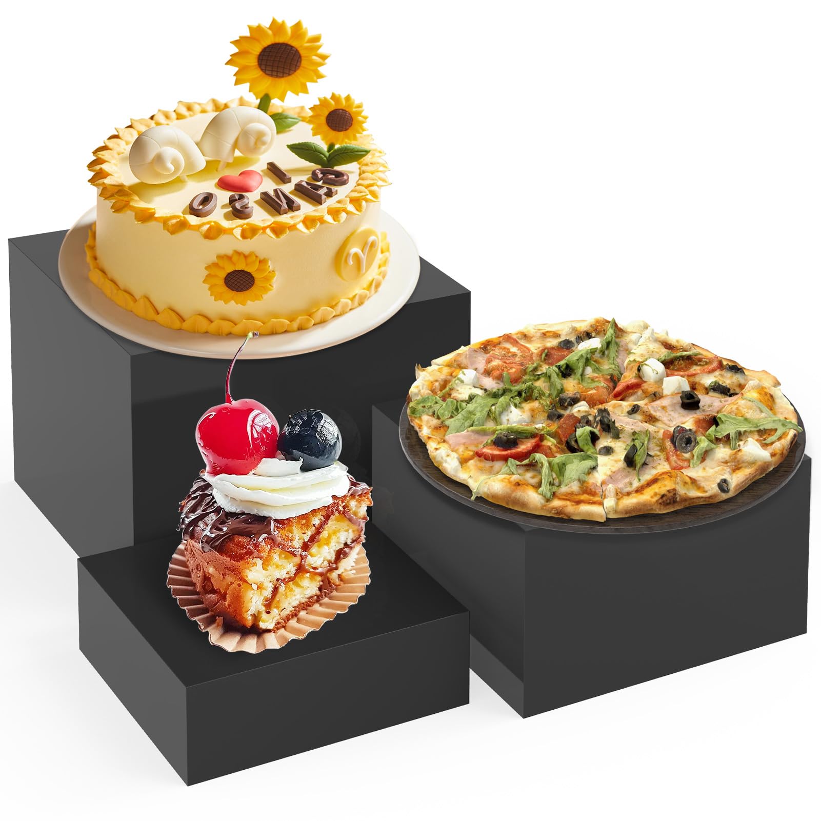 Amazon.com: MaxGear Buffet Risers Acrylic Black Food Display Risers ...