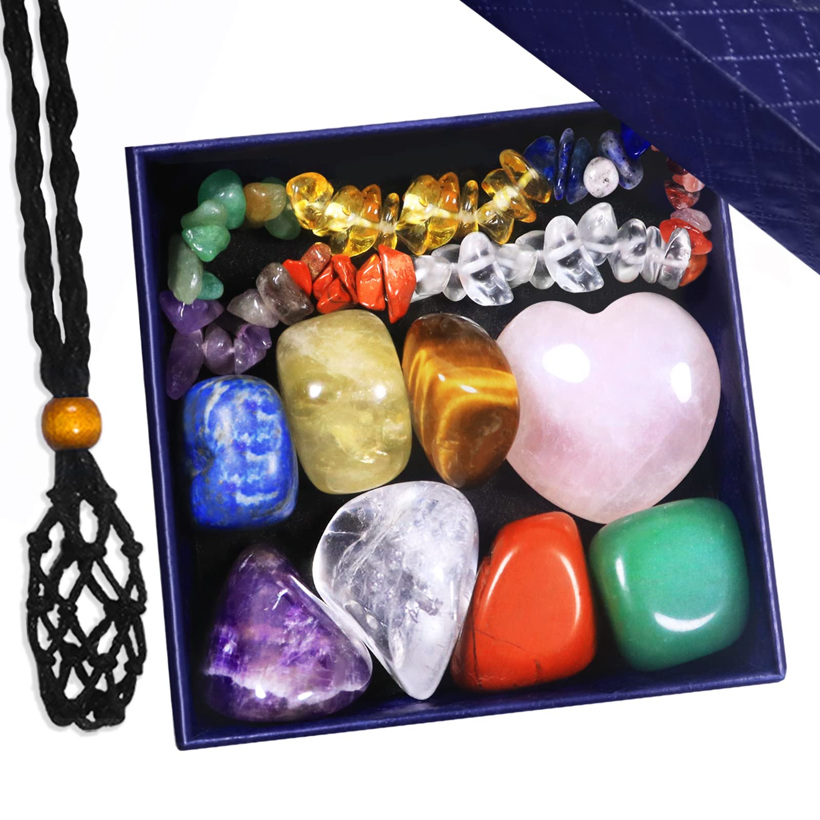 Buy Chakra Crystals and Healing Stones Set, 10 Pcs Handmade Weave Rope ...
