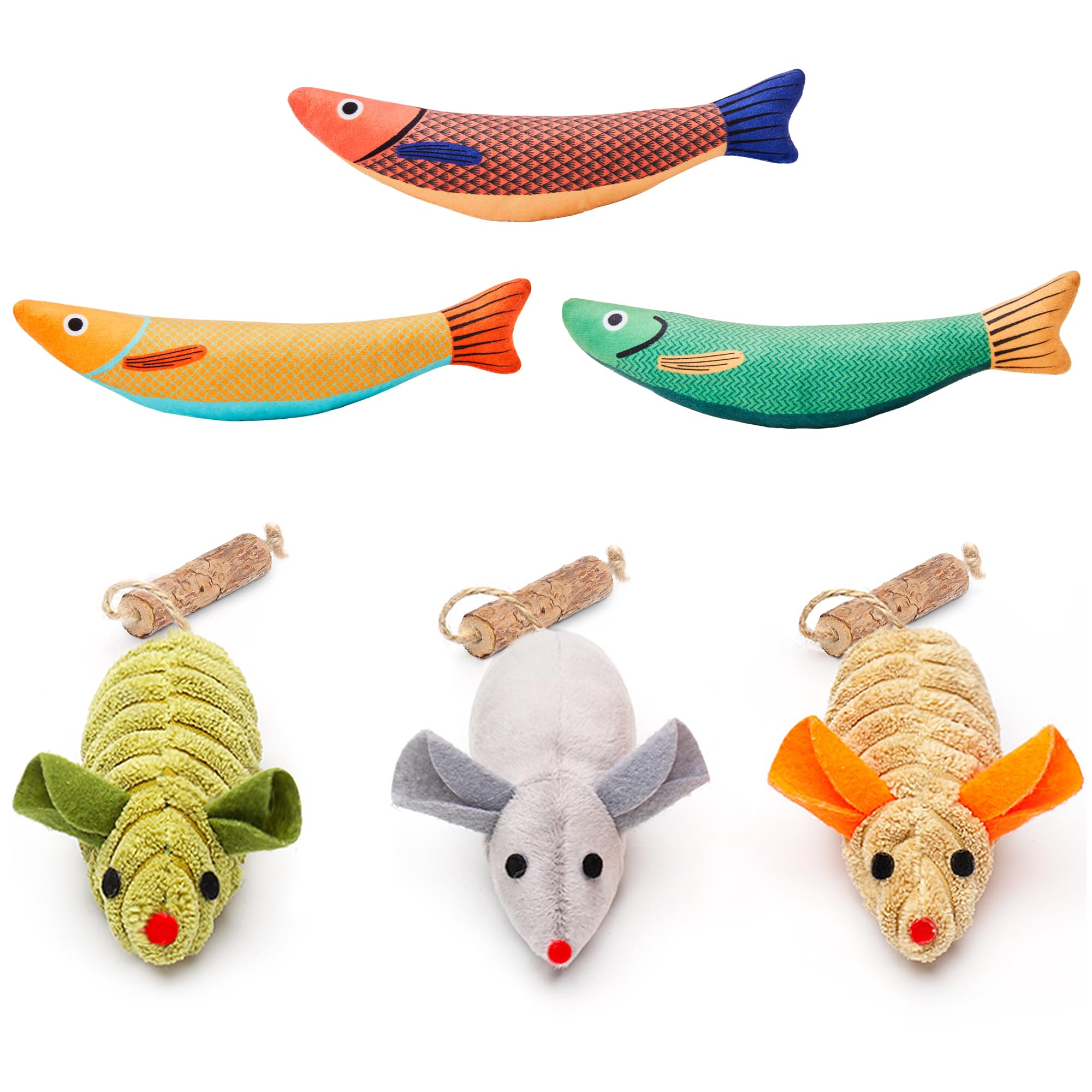 Amazon.com : Potaroma 3 Pack Saury Fish and 3Pcs Squeak Mice : Pet Supplies